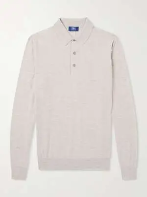 Fedeli Sportman Cashmere And Silk-blend Polo Shirt - Gray