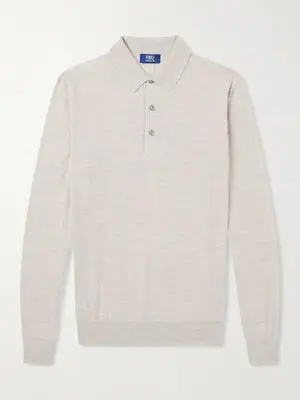 Fedeli Sportman Cashmere And Silk-blend Polo Shirt - Gray
