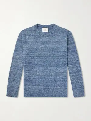 THE ELDER STATESMAN Nimbus Striped Cashmere And Silk-blend Sweater - Blue