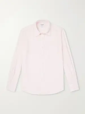 Thom Browne Button-down Collar Garment-dyed Linen Shirt - Pink