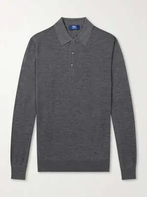 Fedeli Sportman Cashmere And Silk-blend Polo Shirt - Gray
