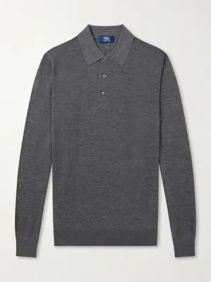 Fedeli Sportman Cashmere And Silk-blend Polo Shirt - Gray