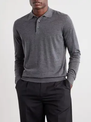 Fedeli Sportman Cashmere And Silk-blend Polo Shirt - Gray