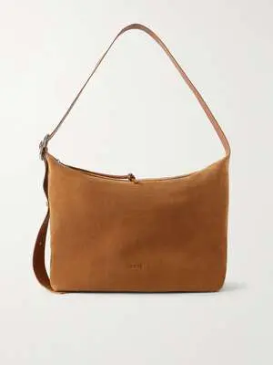 Loewe Loop Logo-debossed Suede Messenger Bag - Brown