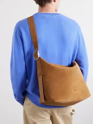 Loewe Loop Logo-debossed Suede Messenger Bag - Brown