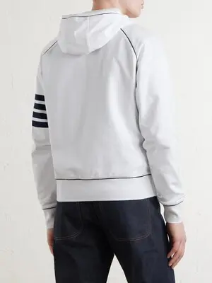 Thom Browne 4-bar Cotton-jersey Zip-up Hoodie