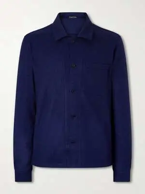 TOM FORD Logo-embroidered Cashmere Shirt - Navy
