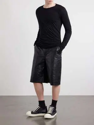 Rick Owens Straight-leg Full-grain Leather Shorts