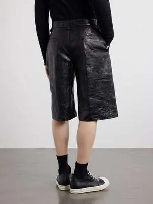 Rick Owens Straight-leg Full-grain Leather Shorts