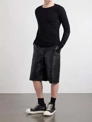 Rick Owens Straight-leg Full-grain Leather Shorts