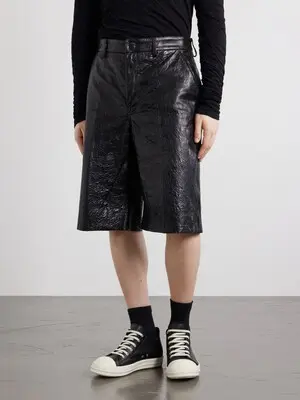 Rick Owens Straight-leg Full-grain Leather Shorts