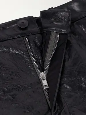 Rick Owens Straight-leg Full-grain Leather Shorts