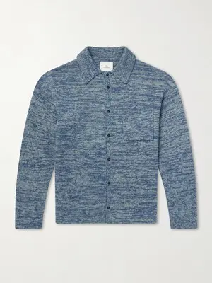 THE ELDER STATESMAN Knitted Cashmere And Silk-blend Cardigan - Blue