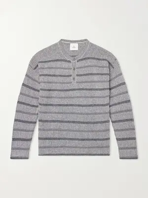 THE ELDER STATESMAN Nimbus Striped Cashmere And Silk Blend Sweater