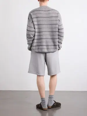 THE ELDER STATESMAN Nimbus Striped Cashmere And Silk Blend Sweater