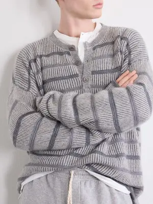 THE ELDER STATESMAN Nimbus Striped Cashmere And Silk Blend Sweater