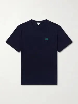 Loewe Anagram-embroidered Cotton-jersey T-shirt - Blue
