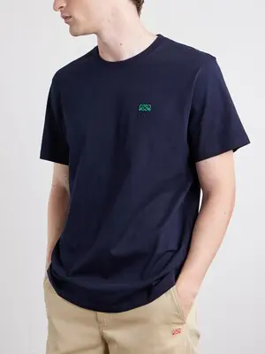 Loewe Anagram-embroidered Cotton-jersey T-shirt - Blue
