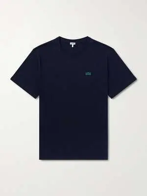 Loewe Anagram-embroidered Cotton-jersey T-shirt - Navy