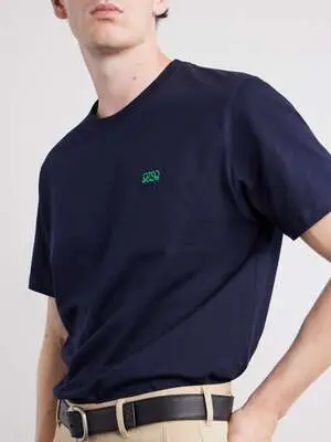 Loewe Anagram-embroidered Cotton-jersey T-shirt - Navy