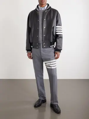 Thom Browne Oversized Striped Leather Bomber Jacket
