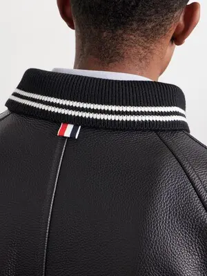 Thom Browne Oversized Striped Leather Bomber Jacket