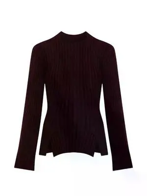 Victoria Beckham Ribbed-knit Sweater With Side Slit Detail - Red