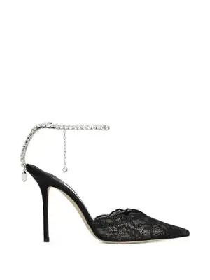 JIMMY CHOO Saeda Crystal-embellished Lace Pumps - Black