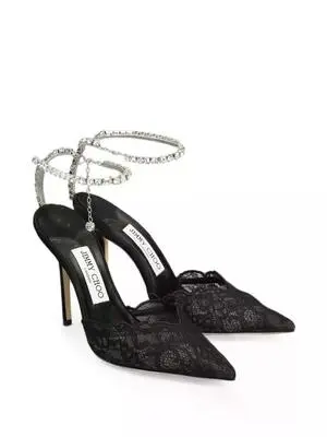JIMMY CHOO Saeda Crystal-embellished Lace Pumps