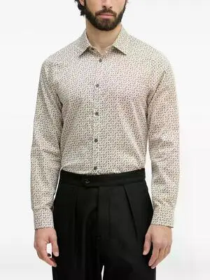 Armani Exchange All-over Logo-print Long-sleeve Shirt - Neutrals