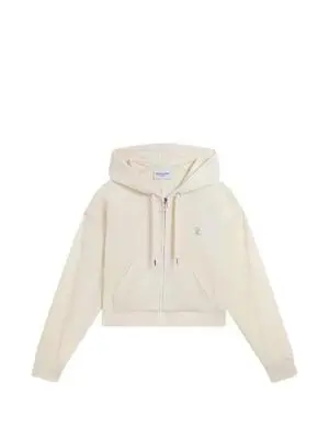 Juicy Couture Cropped Hoodie With Diamanté Monogram - Neutrals