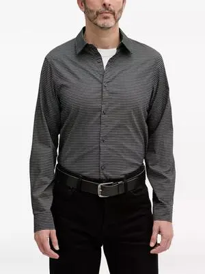 Armani Exchange Geometric-print Long-sleeve Shirt - Black