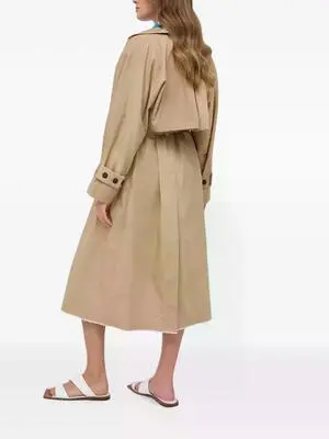 Beatrice B Double-breasted Frayed-edge Trench Coat