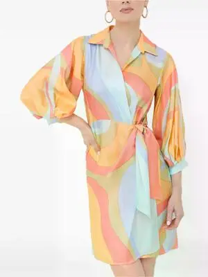 Beatrice B Abstract Print Wrap Mini Dress