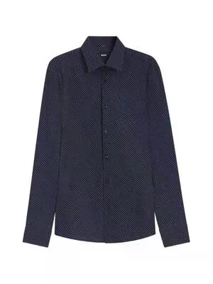 BOSS Slim-fit Shirt In Printed Performance Stretch Fabric - Blue
