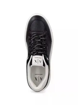 Armani Exchange Pebbled Leather Logo Sneakers