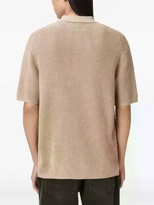 ALLSAINTS Waffle-knit Embroidered-logo Polo Shirt - Neutrals