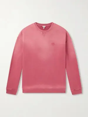 Loewe Anagram-embroidered Cotton-jersey Sweatshirt - Red