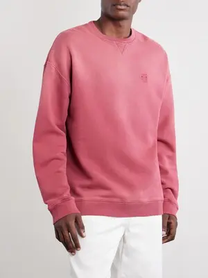 Loewe Anagram-embroidered Cotton-jersey Sweatshirt - Red