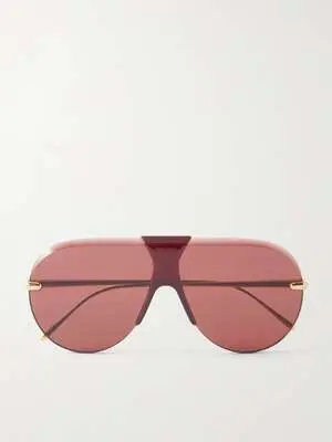 Loewe Aviator-style Gold-tone And Tortoiseshell Acetate Sunglasses - Red