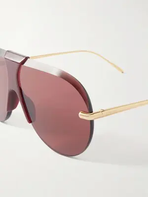 Loewe Aviator Gold-tone And Tortoiseshell Acetate Sunglasses - Red