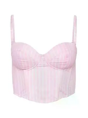 FLEUR DU MAL Striped Bustier Top - Pink
