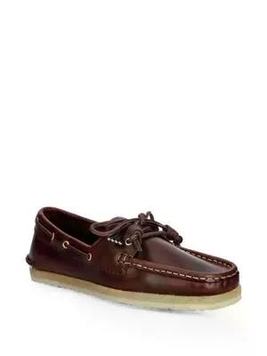 Clarks Burgundy Leather Lace-up Boat Shoes - Brown