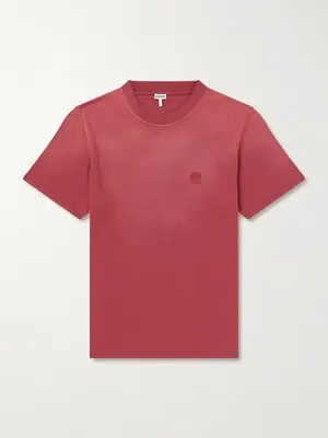 Loewe Anagram-embroidered Cotton-jersey T-shirt - Red