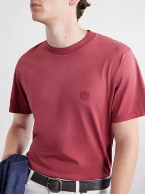 Loewe Anagram-embroidered Cotton-jersey T-shirt - Red