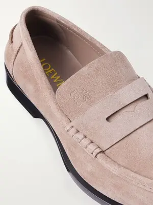 Loewe Bobine Logo-debossed Suede Loafers - Brown