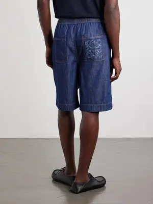 Loewe Wide-leg Cotton-chambray Drawstring Shorts
