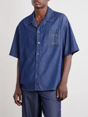 Loewe Camp-collar Anagram-detail Denim Shirt