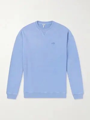 Loewe Anagram-embroidered Cotton-jersey Sweatshirt - Blue