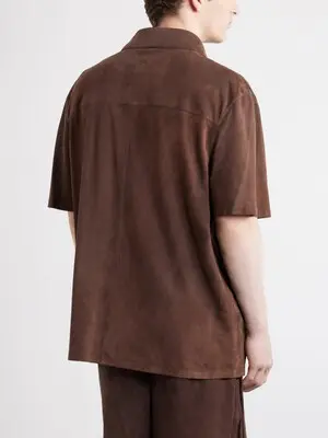 Loewe Paula's Ibiza Logo-debossed Suede Shirt